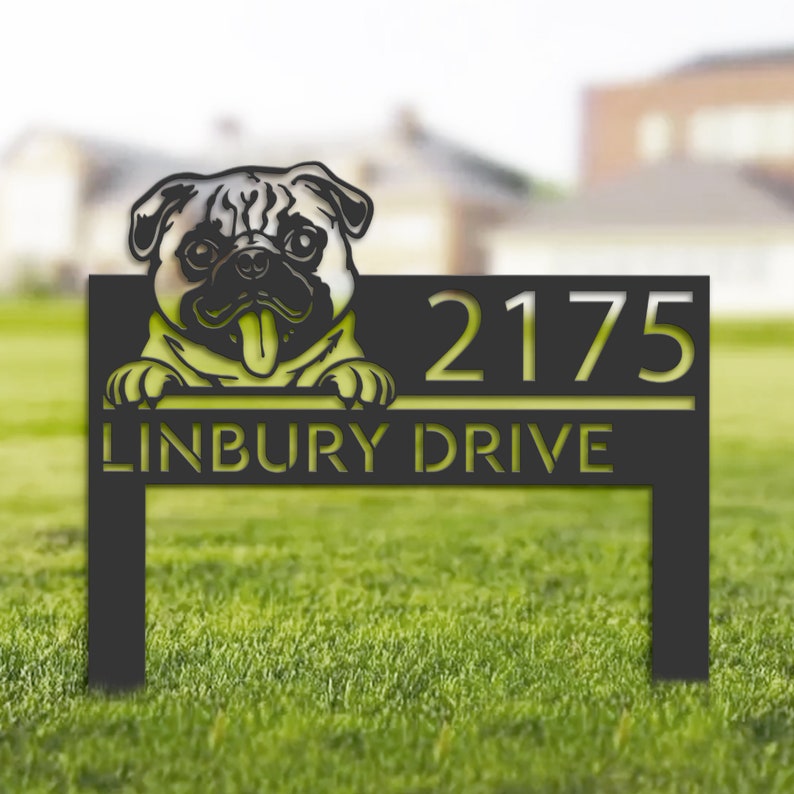 Personalized Pug Dog Cute Puppy Metal Address Sign House - Etsy