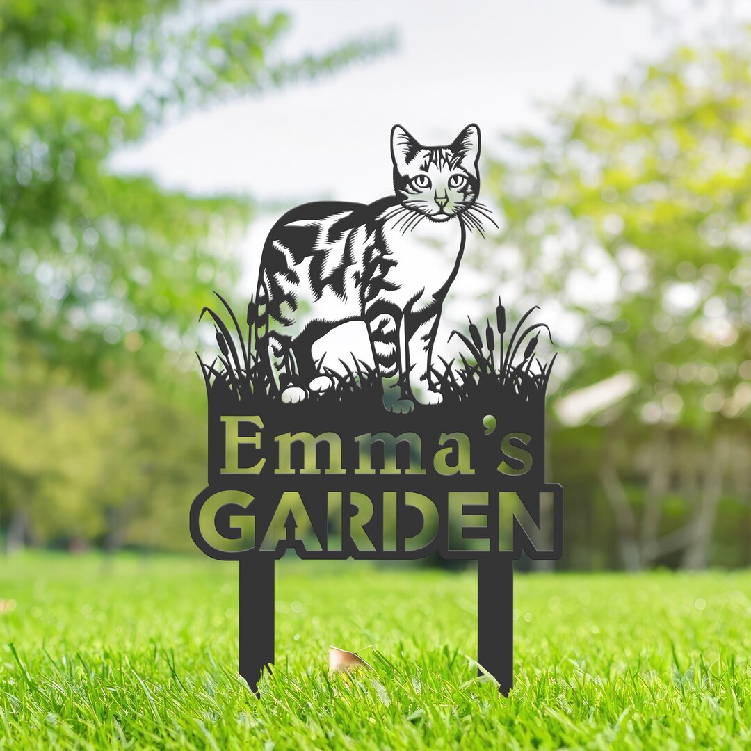 Personalized Cat Metal Garden Sign, Custom Outdoor Yard Decor - Etsy