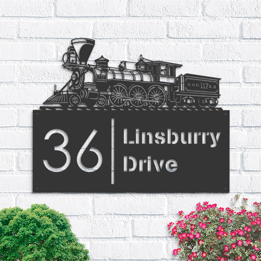 Personalized Train Metal Address Sign, Hanging or Stake Mount - Etsy
