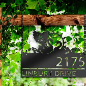 Personalized Swan Couple Metal Address Sign, House Number Plaque - Etsy