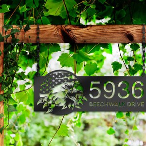 Personalized American Eagle US Flag Patriotic Metal Address Sign House ...