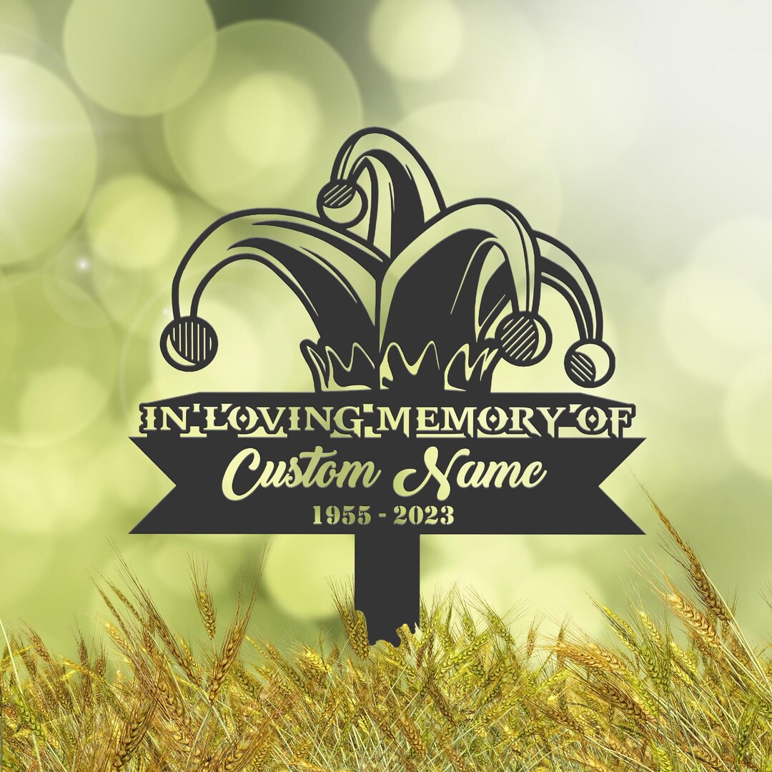 Personalized Jester Hat Memorial Stake, Metal Grave Marker, Sympathy ...