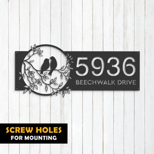 Personalized Birds Couple Metal Address Sign | Hanging Address Plaque ...