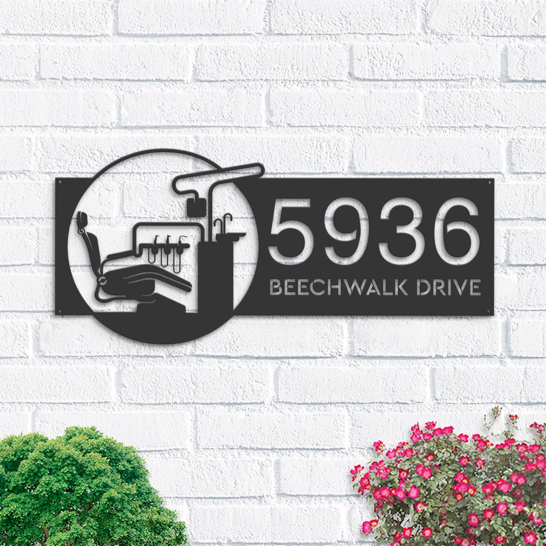 Personalized Dentist Office Metal Address Sign | Hanging or Stake - Etsy