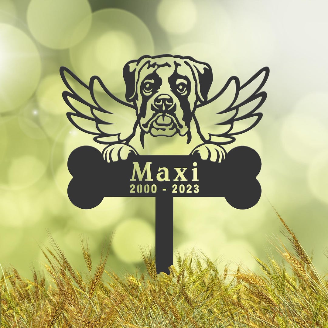 Personalized Boxer Dog Memorial Stake, Metal Pet Grave Marker, Sympathy ...