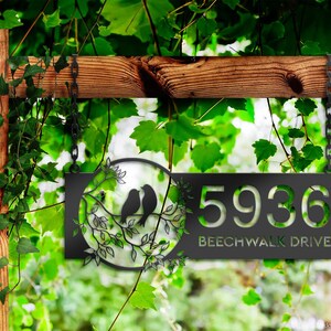 Personalized Birds Couple Metal Address Sign | Hanging Address Plaque ...