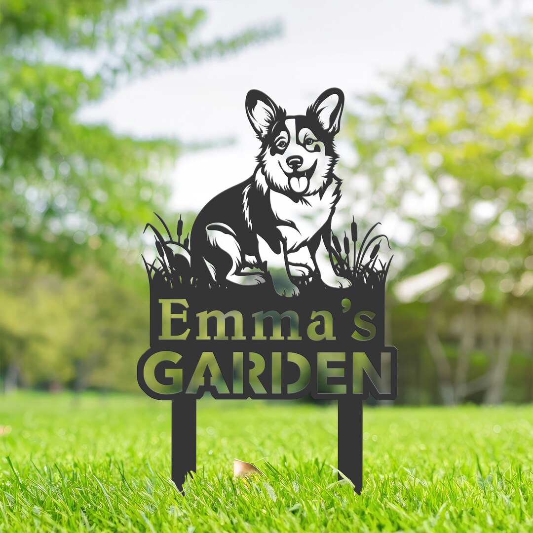 Personalized Corgi Metal Garden Sign: Custom Outdoor Yard Decor - Etsy