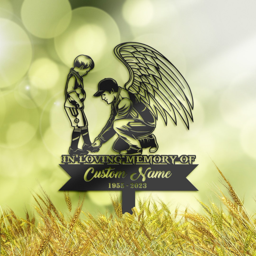 Personalized Soccer Angel Father and Son Memorial Stake, Metal Stake ...