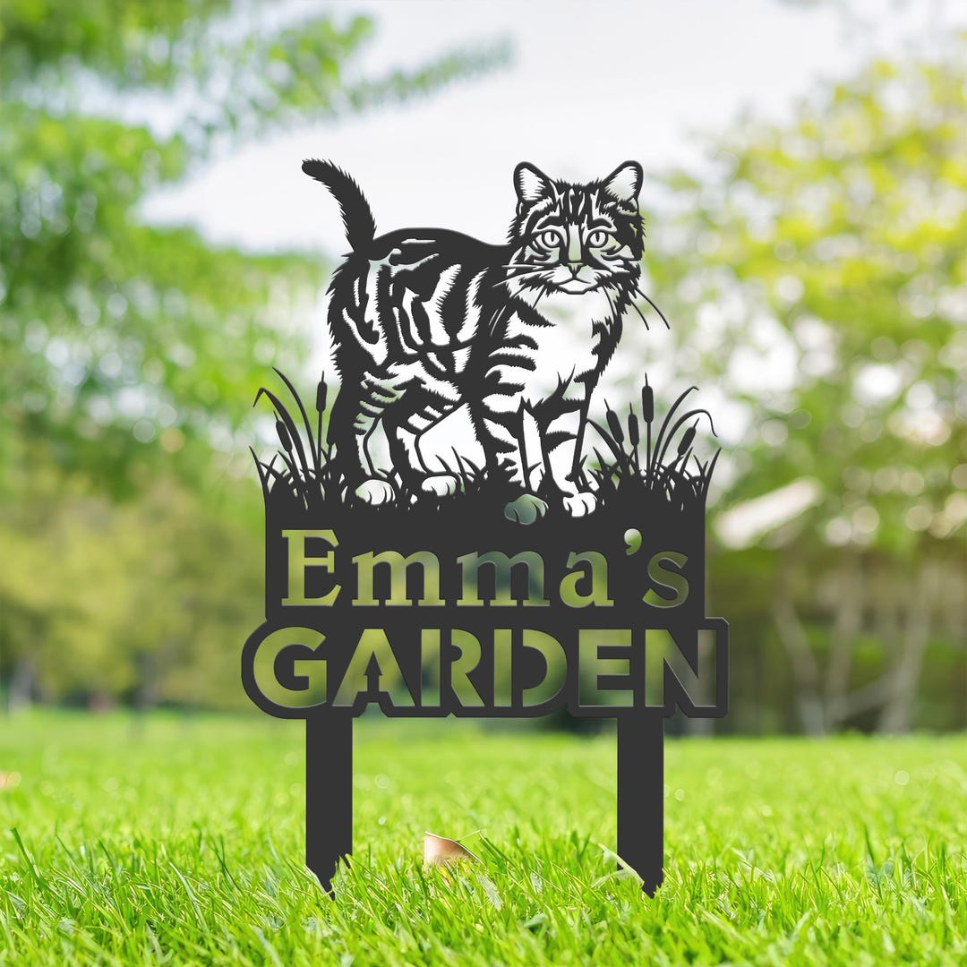 Personalized Cat Metal Garden Sign, Custom Yard Decor With Stake - Etsy