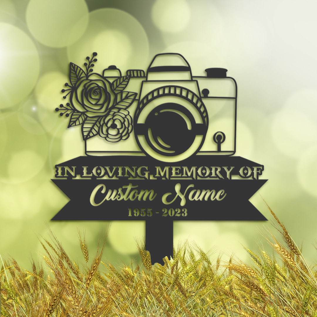Personalized Camera Photographer Memorial Stake, Metal Stake, Sympathy ...
