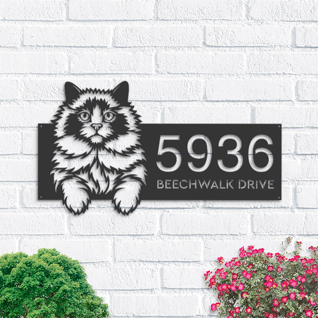 Personalized Ragdoll Cat Pet Kitty Metal Address Sign House Number ...