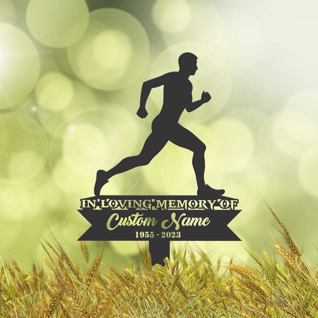 Personalized Marathon Runner Memorial Stake, Metal Stake, Sympathy Sign ...
