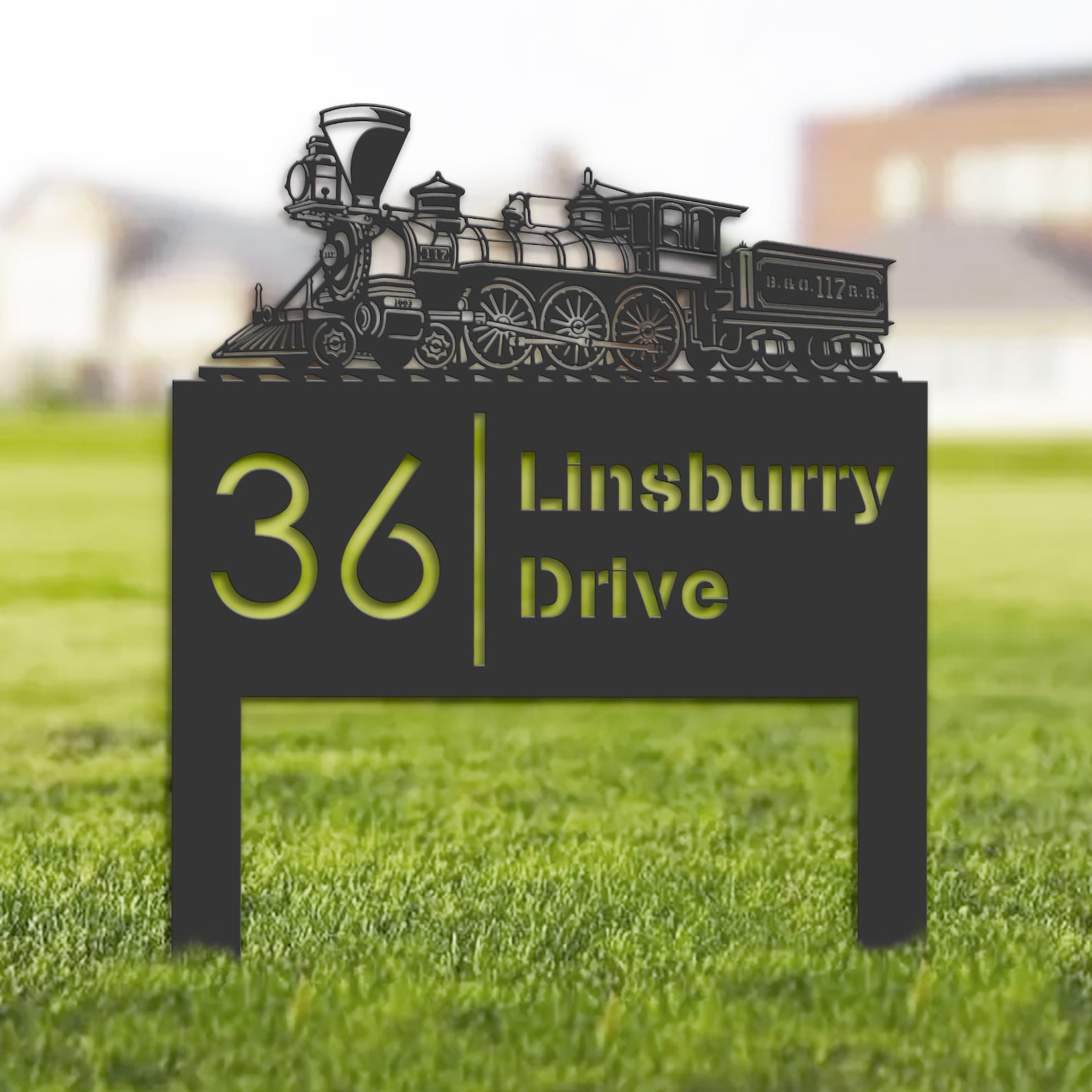 Personalized Train Metal Address Sign, Hanging or Stake Mount - Etsy