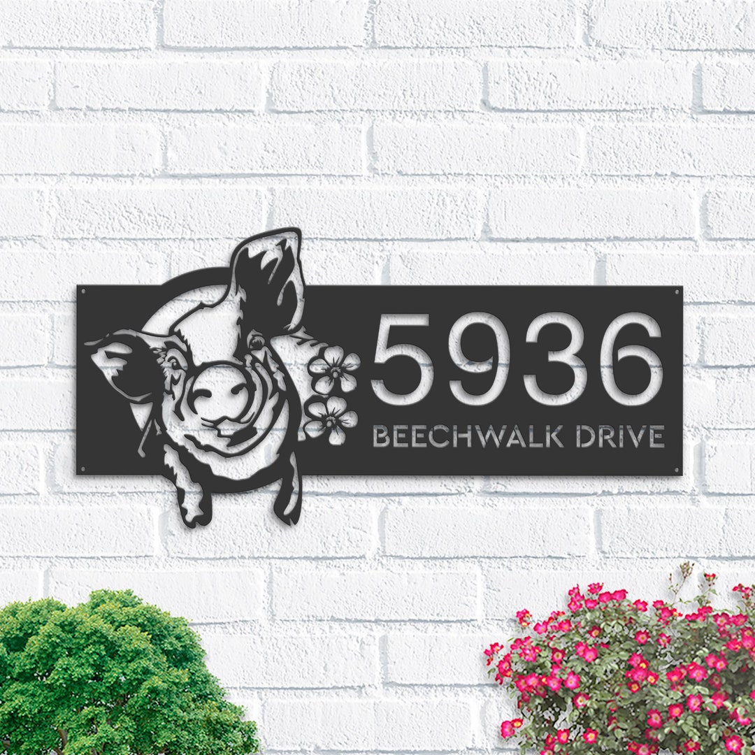 Personalized Pig Farm House Animal Ranch Metal Address Sign House ...