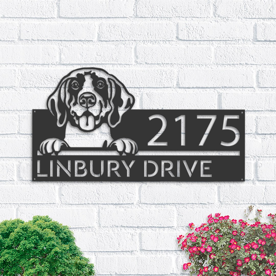 Personalized German Shorthaired Pointer Metal Address Sign, House ...