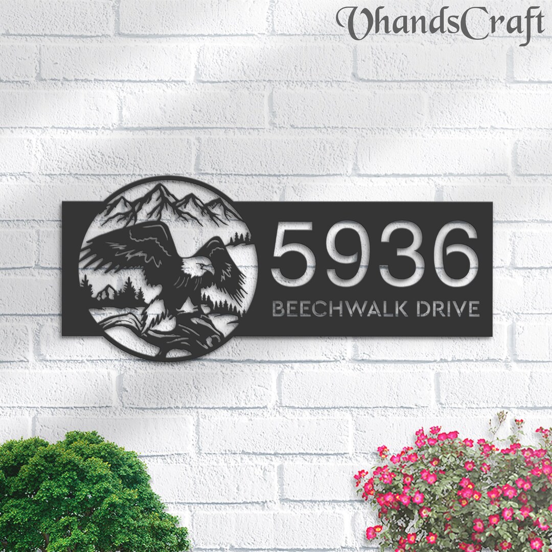 Personalized Eagle Address Sign, Mountain Home Number Plaque - Etsy