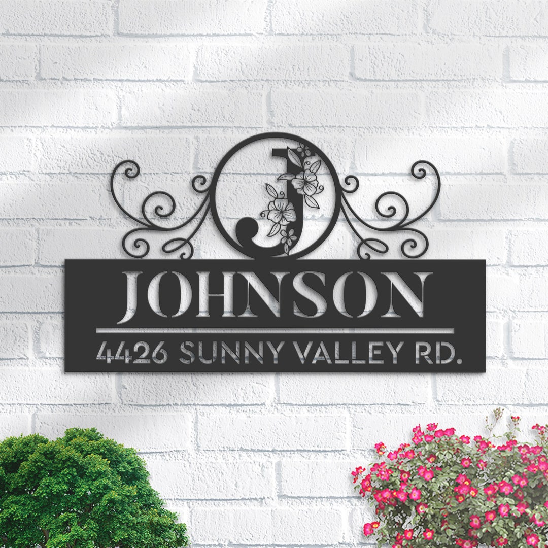 Personalized Monogram Letters Family Name Metal Address Sign House ...