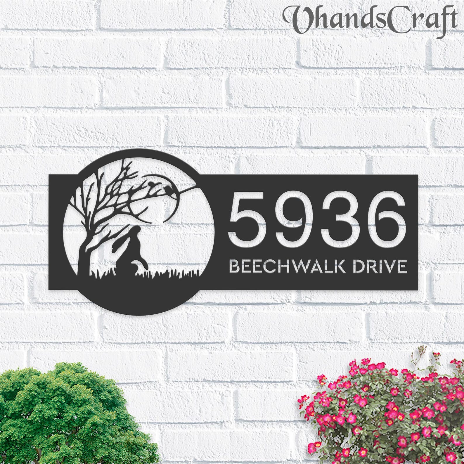 Personalized Hare Metal Address Sign With LED Lights House Number ...
