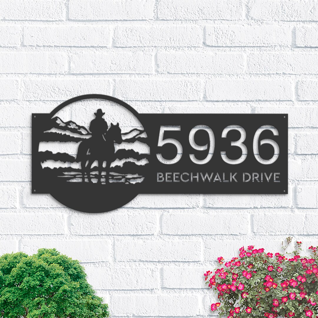 Personalized Western Cowboy Wild West Metal Address Sign House Number ...