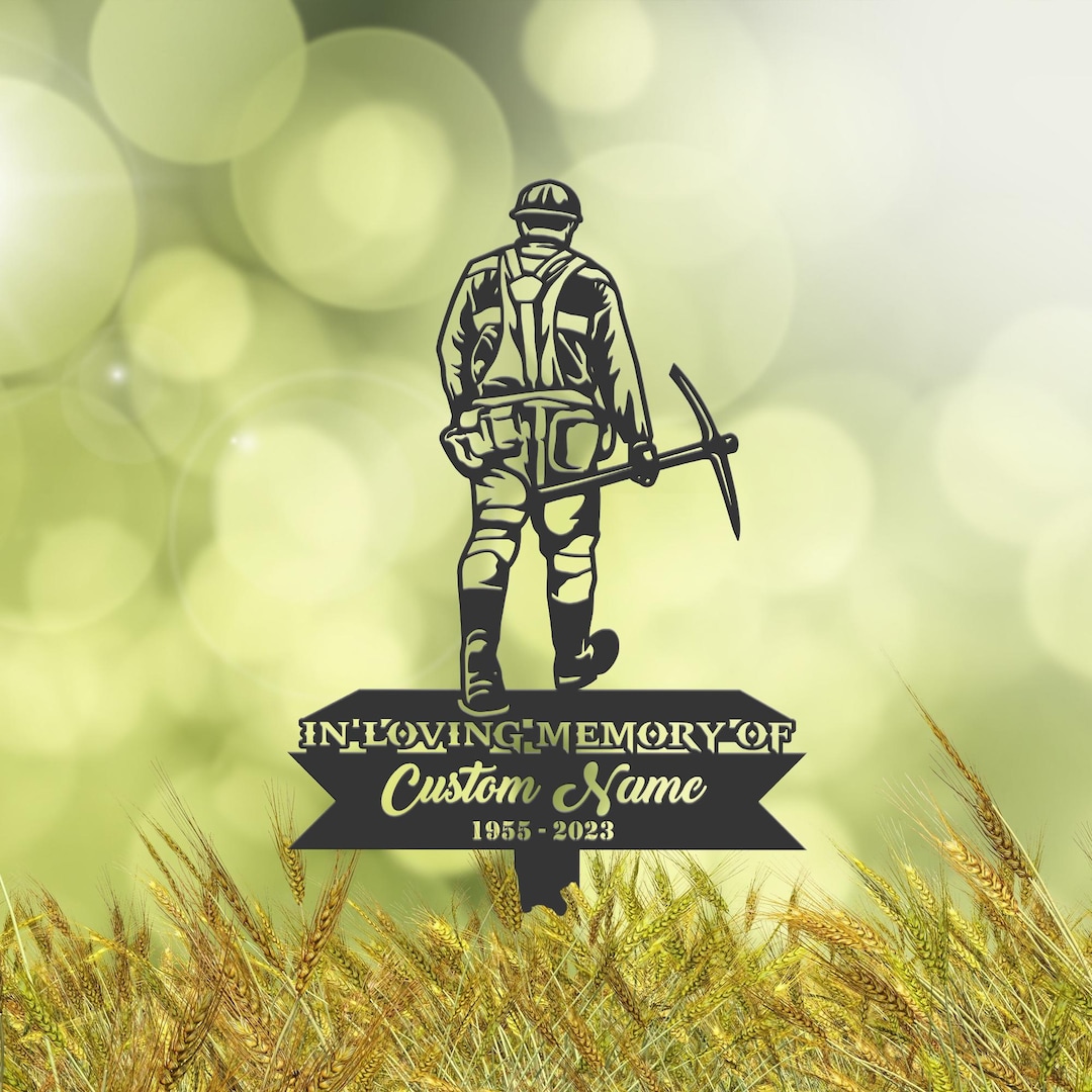 Personalized Coal Miner Memorial Stake, Metal Grave Marker, Sympathy ...