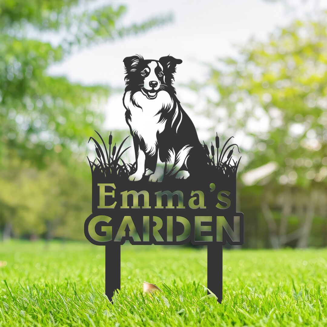 Personalized Border Collie Metal Garden Sign, Custom Yard Decor - Etsy