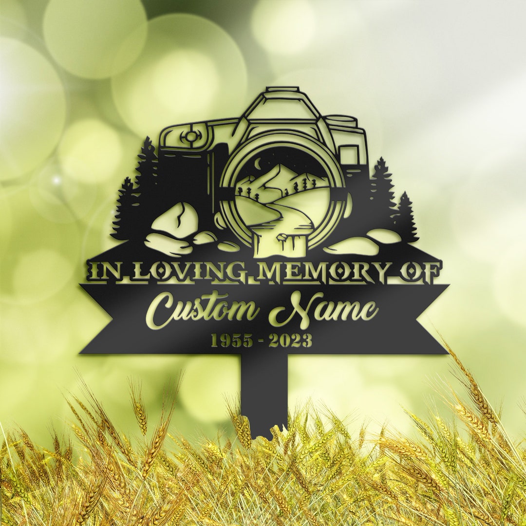 Personalized Camera Photographer Memorial Stake, Metal Stake, Sympathy ...