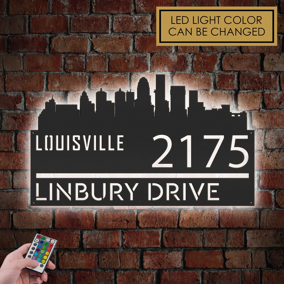 Personalized Louisville Skyline Metal Address Sign With LED Lights - Etsy