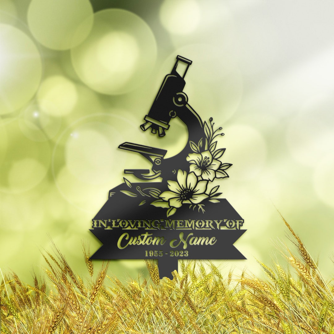 Personalized Microscope With Flower Scientist Memorial Stake, Metal ...