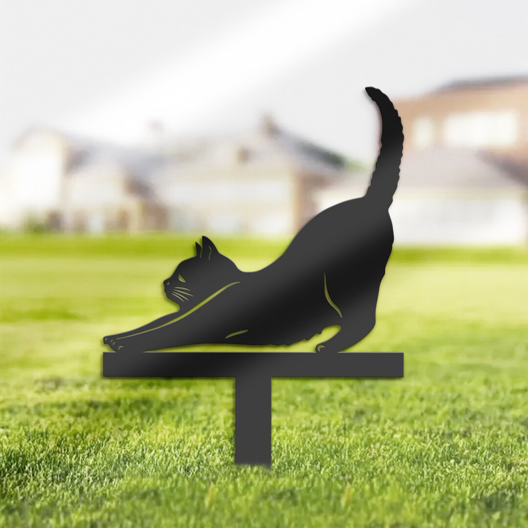 Cute Cat Kitten Metal Yard Stake, Outdoor Decoration, Garden Sign ...