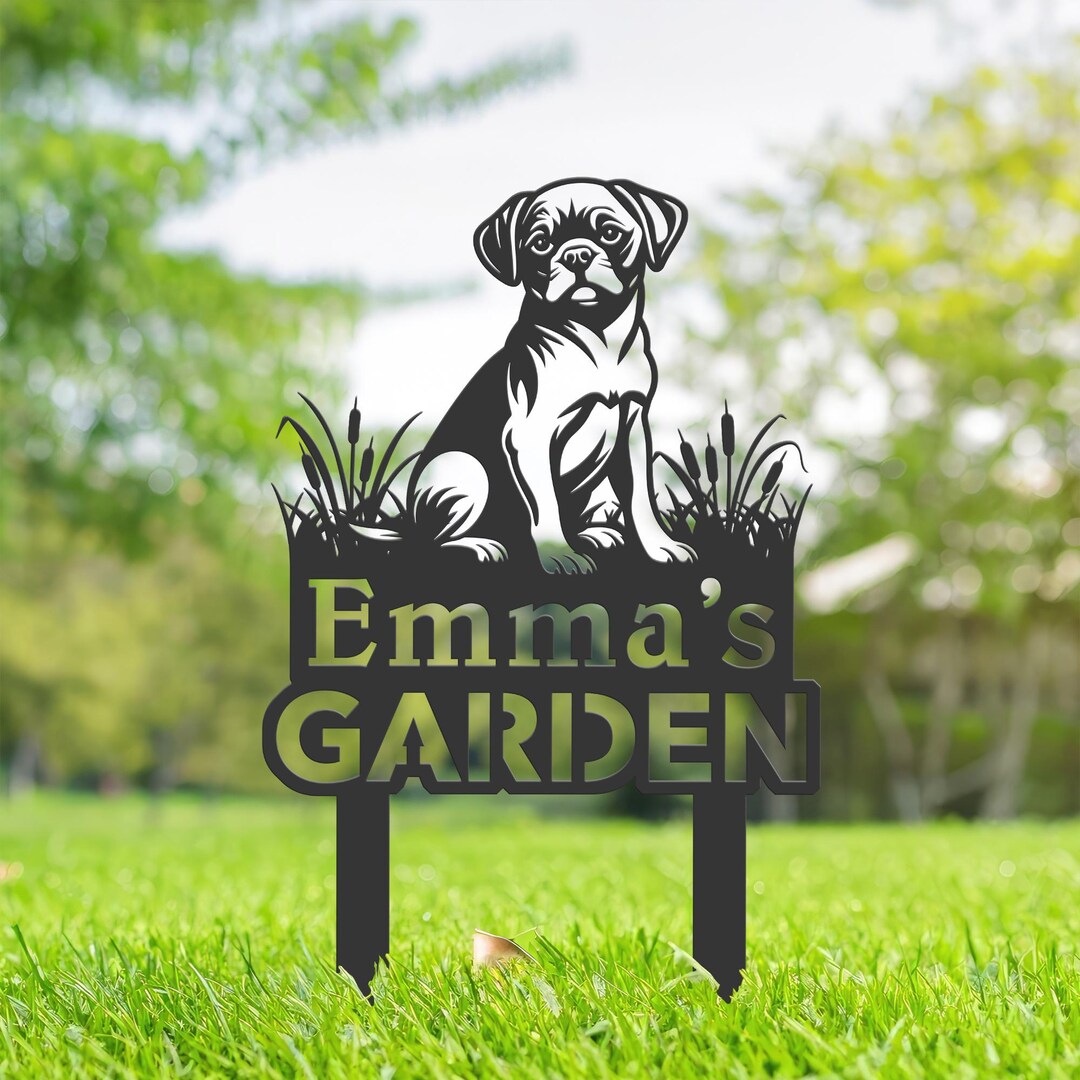 Personalized Puggle Dog Metal Garden Sign, Custom Yard Sign With Stake ...