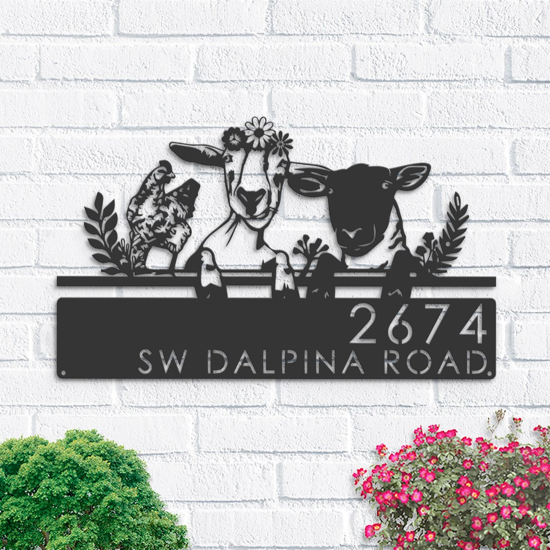 Personalized Farm Animals Metal Address Sign | Goat, Sheep & Chicken - Etsy