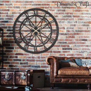 Black Large Roman Numbers Metal Wall Clock LED Lights, Modern Wall ...