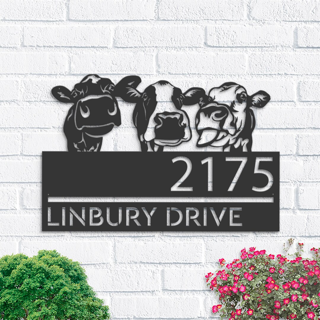 Personalized Metal Cows Address Sign, Farmhouse Decor - Etsy
