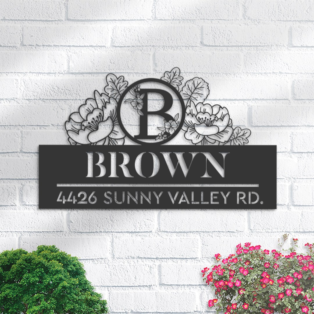 Personalized Monogram Letters Family Name Metal Address Sign House ...