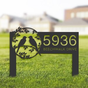 Personalized Bird Couple Metal Address Sign: Hanging Address Plaque - Etsy
