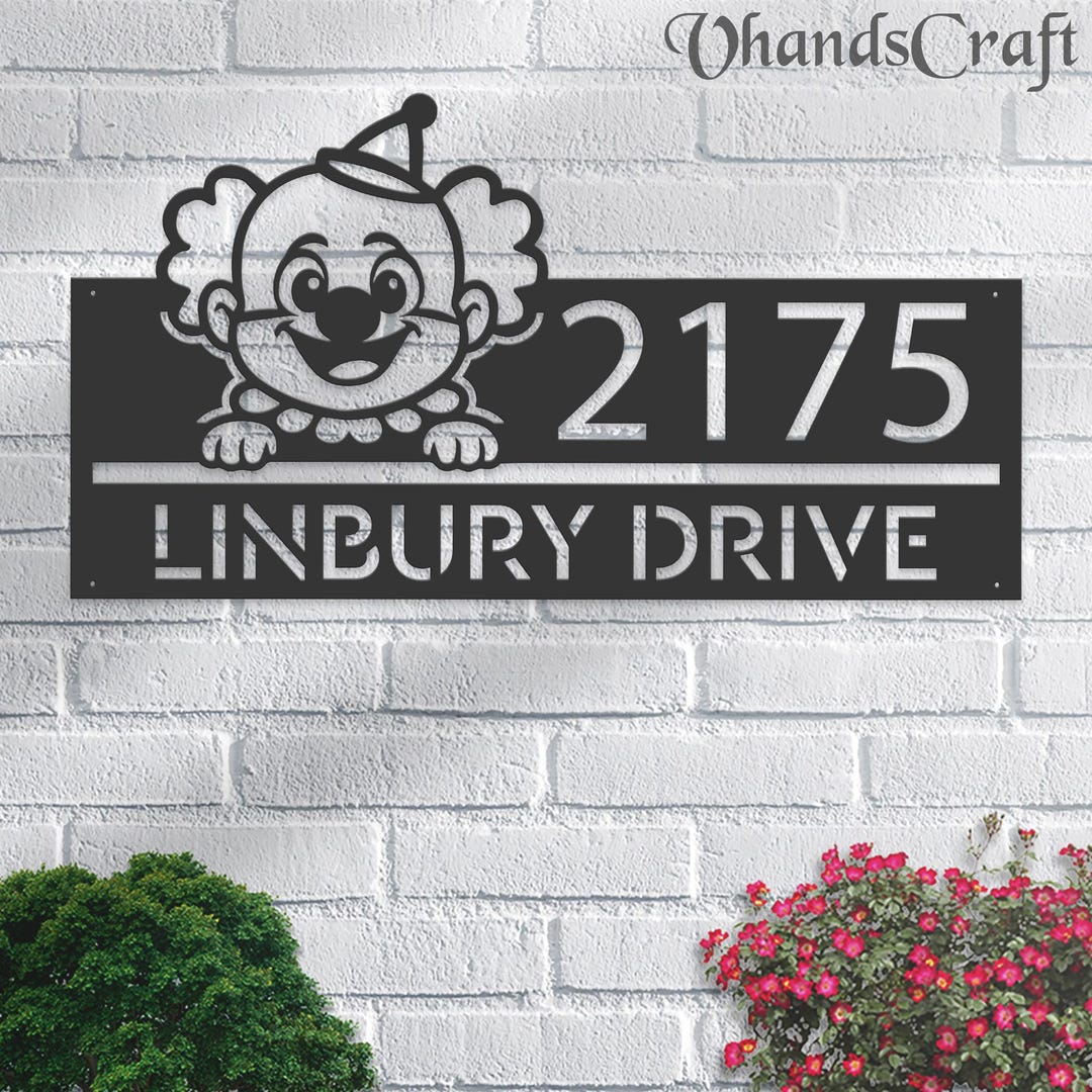 Personalized Clown Metal Address Sign, Custom House Number Plaque - Etsy