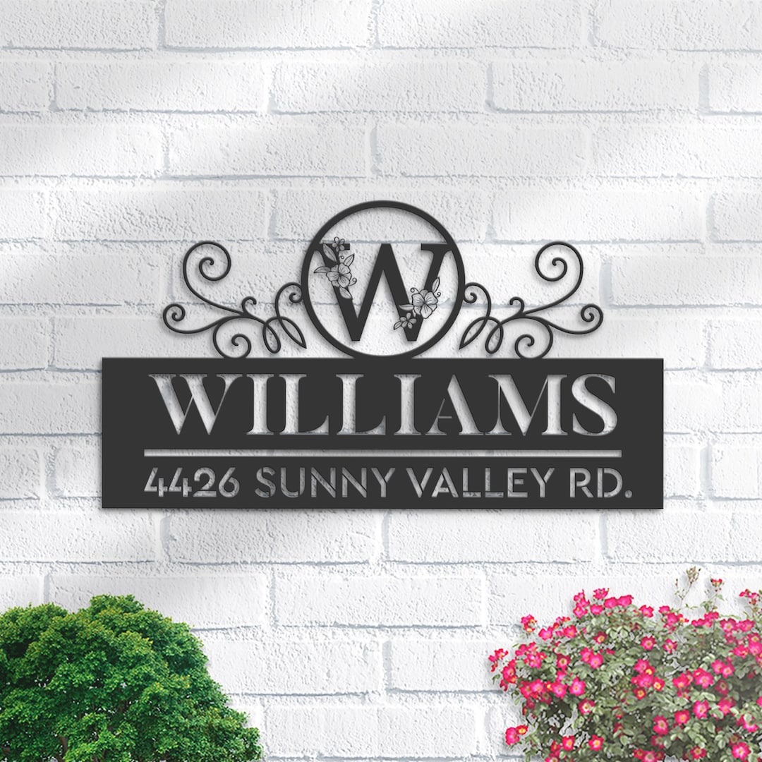 Personalized Metal Address Sign With Monogram and Family Name - Etsy