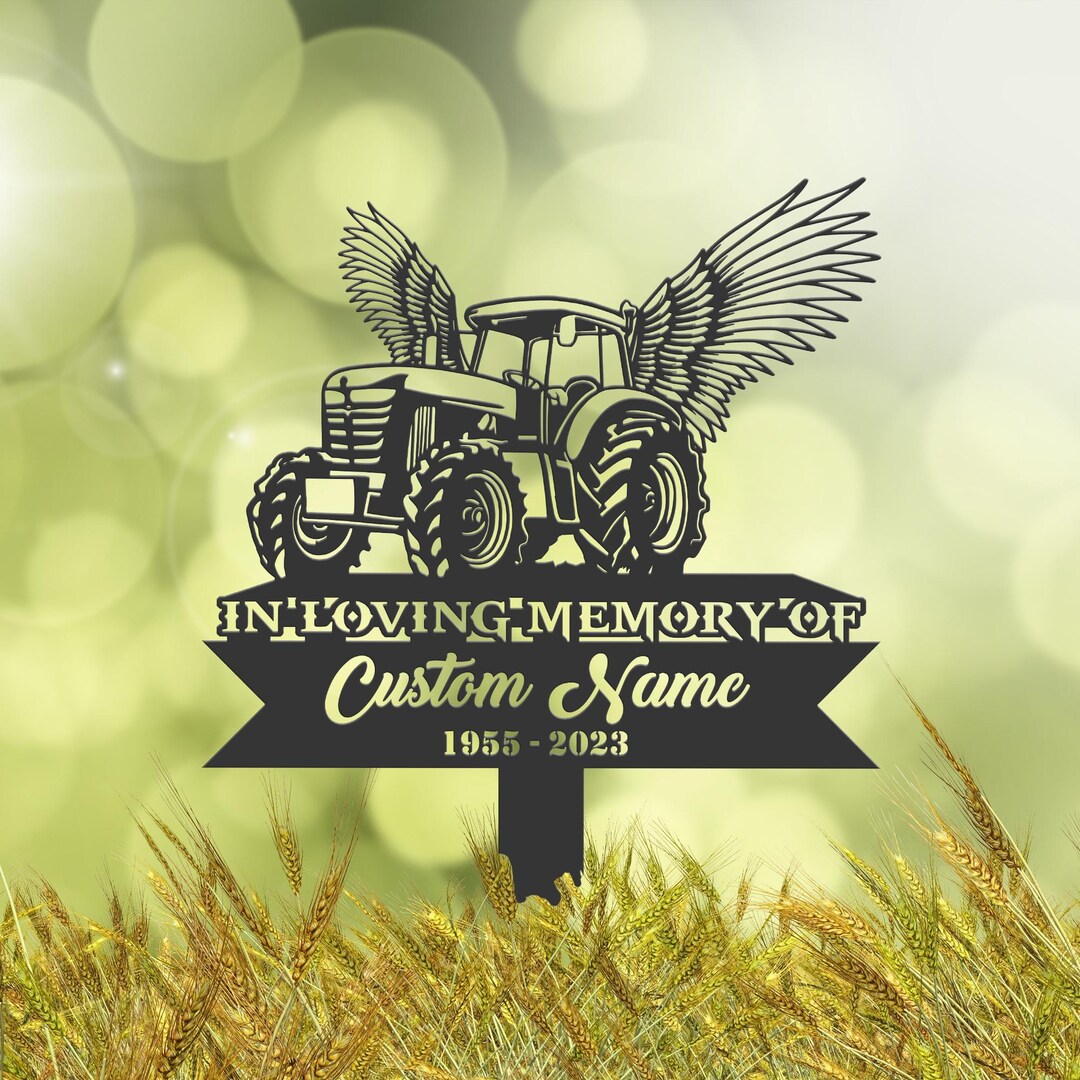 Personalized Tractor With Wings, Farmer Memorial Stake, Metal Stake ...