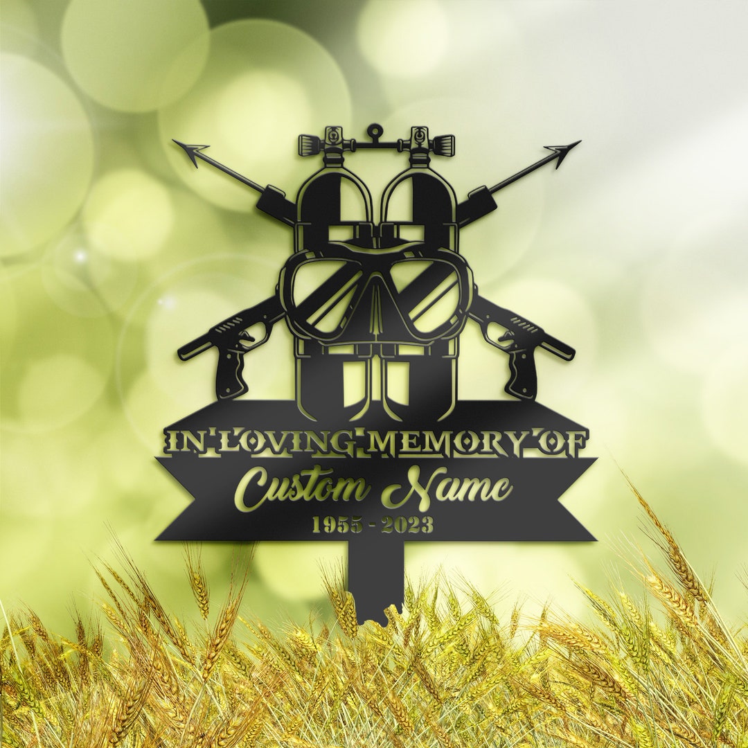 Personalized Scuba Diving Dive Diver Tank Goggles Memorial Stake, Metal ...