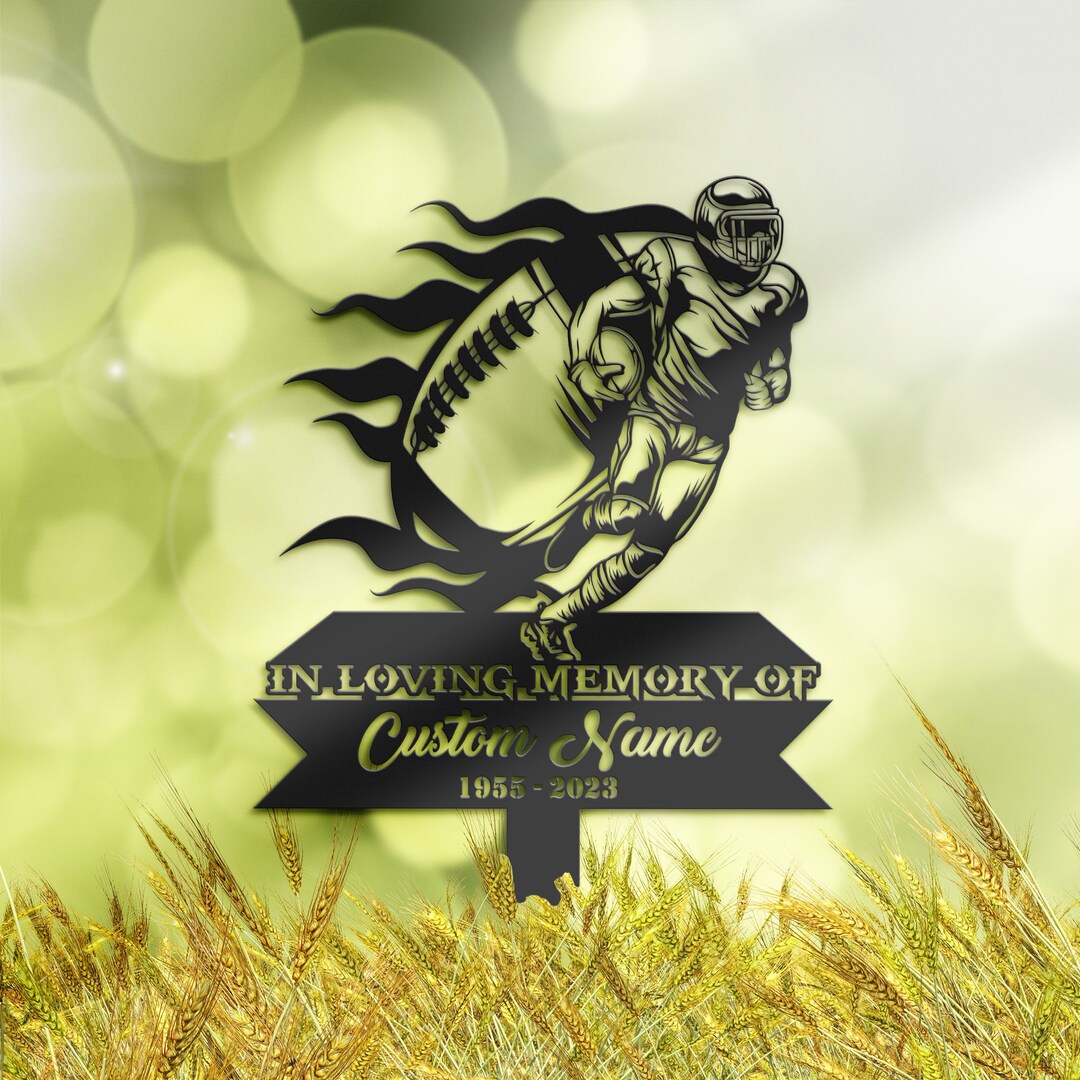 Personalized Football Player Memorial Stake, Metal Stake, Sympathy Sign ...