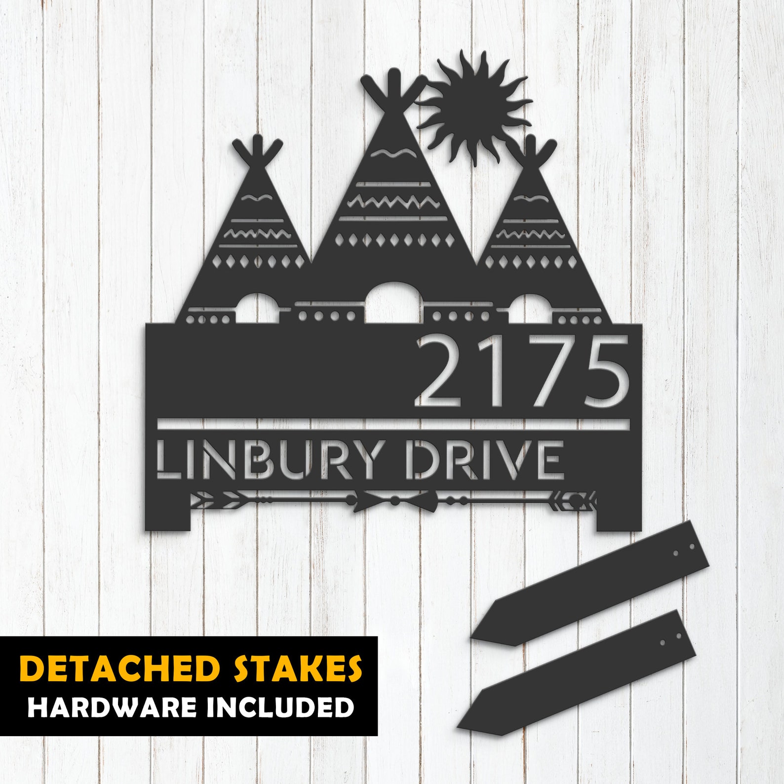 Personalized Native American Teepee Metal Address Sign | House Number ...