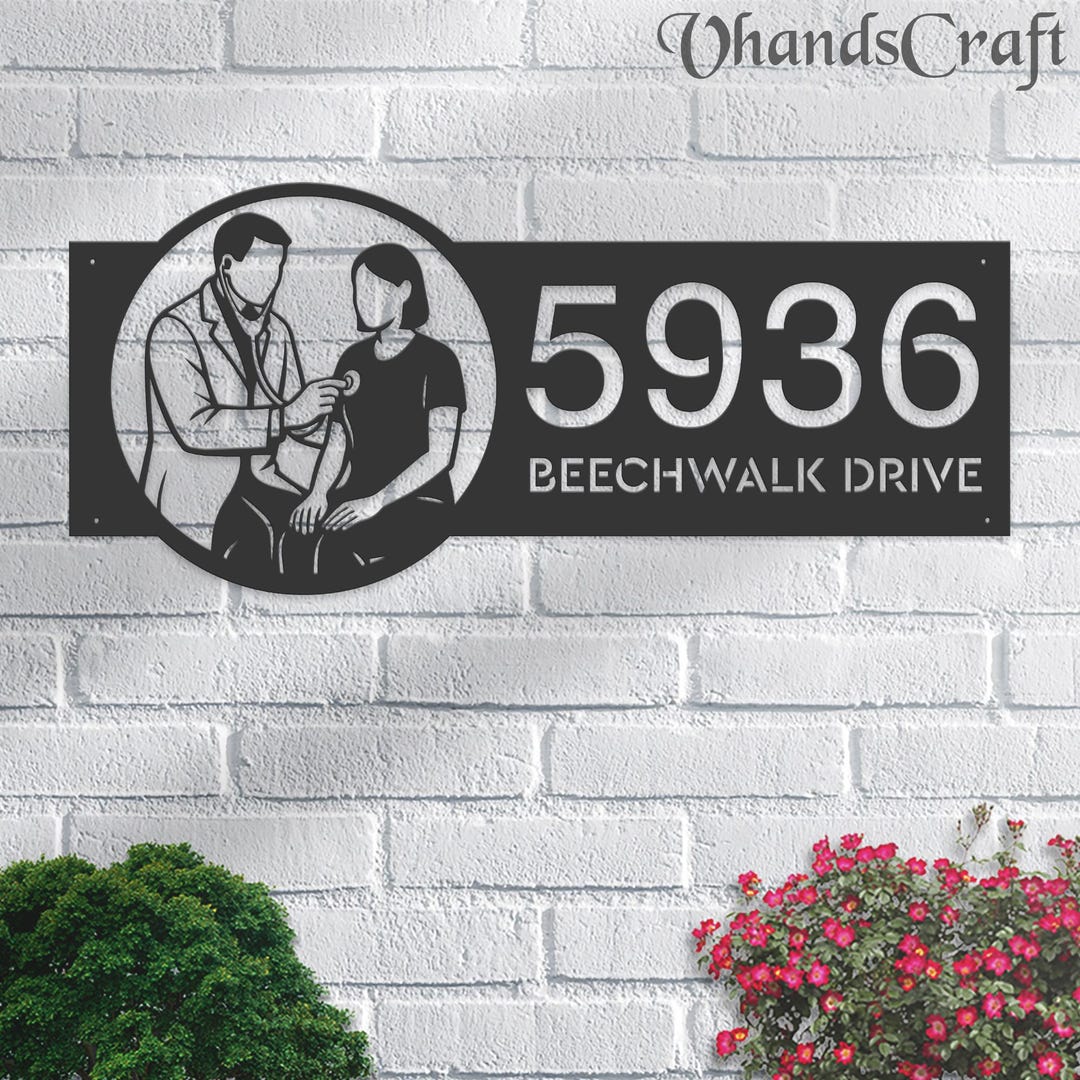 Personalized Doctor Metal Address Sign: House Number Plaque, Yard Stake ...