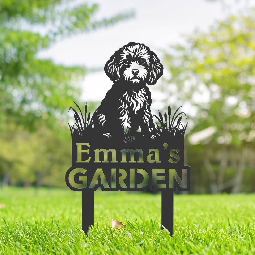 Personalized Poodle Dog Metal Garden Sign, Custom Yard Sign With Stake ...