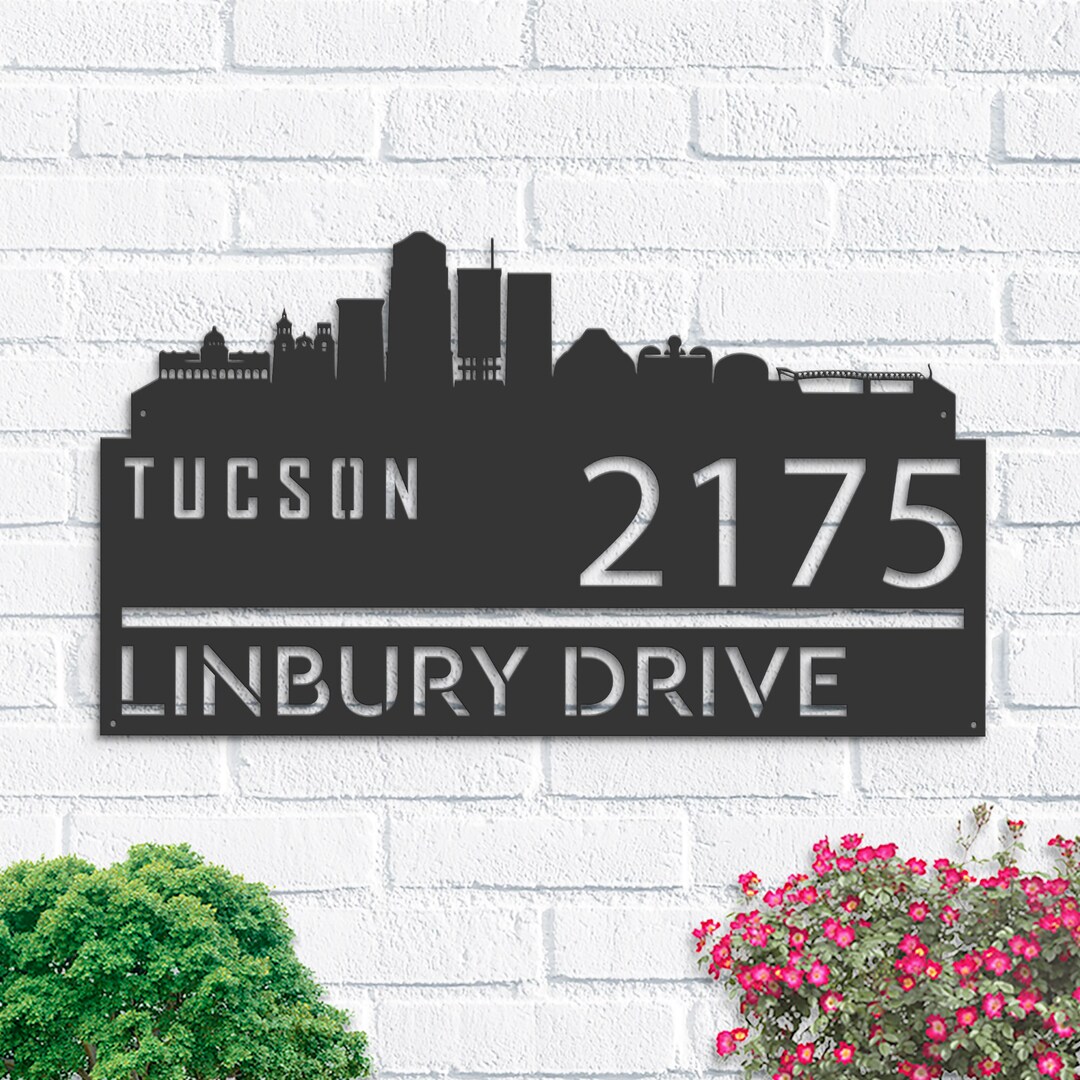 Personalized Tucson City Skyline Metal Address Sign Hanging Address ...