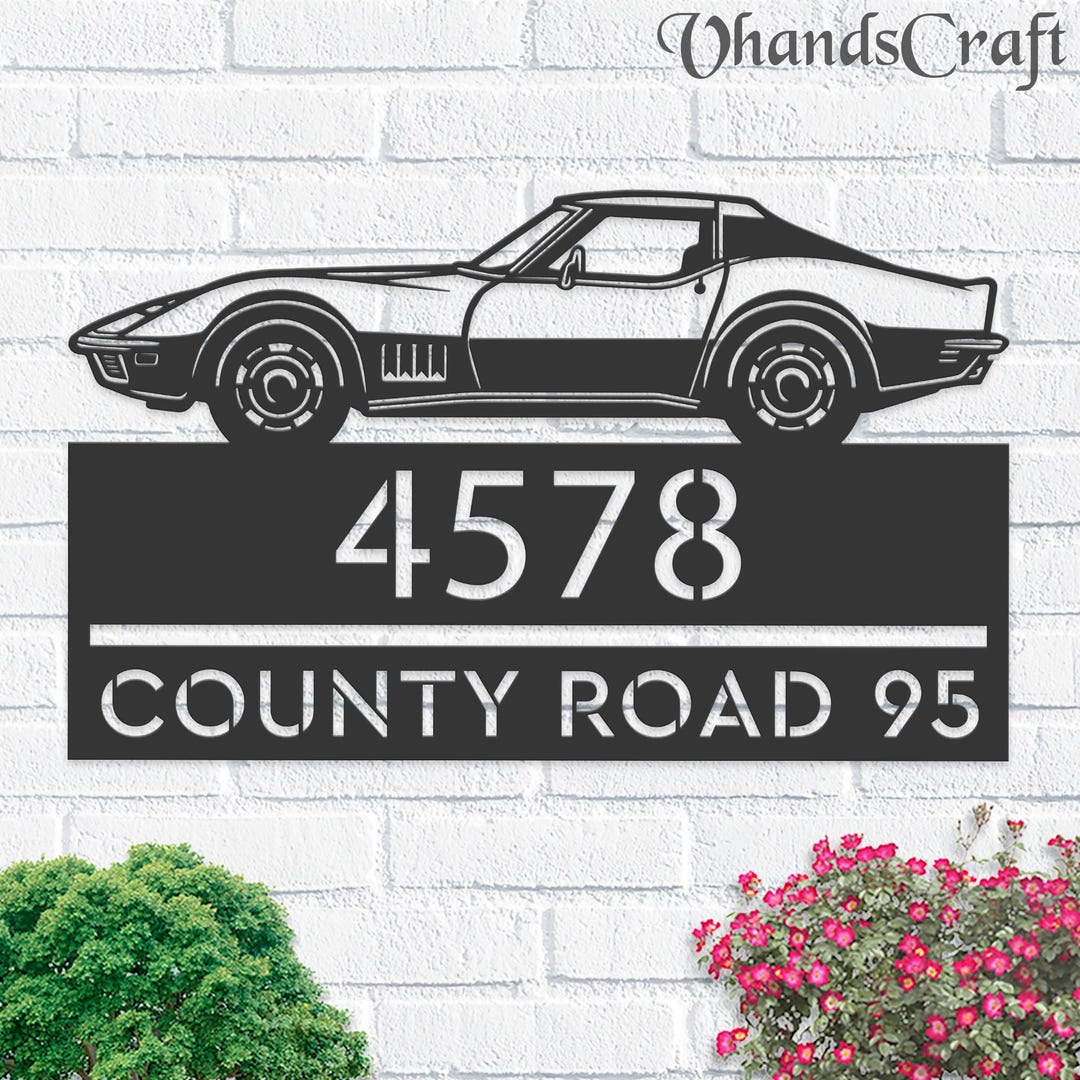 Personalized Sport Car Metal Address Sign, House Number Plaque - Etsy