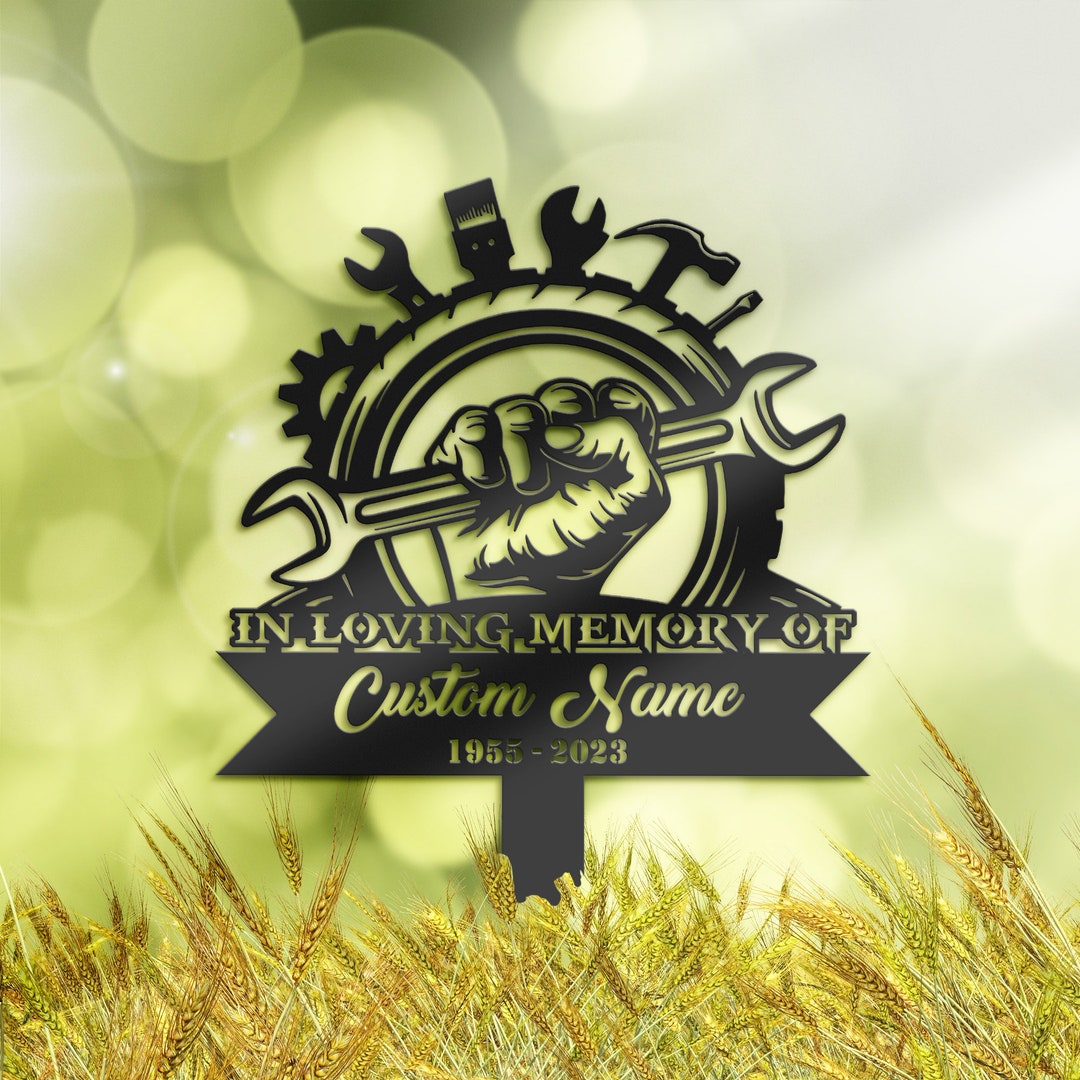 Personalized Mechanic Engineer Tools Memorial Stake, Metal Stake ...