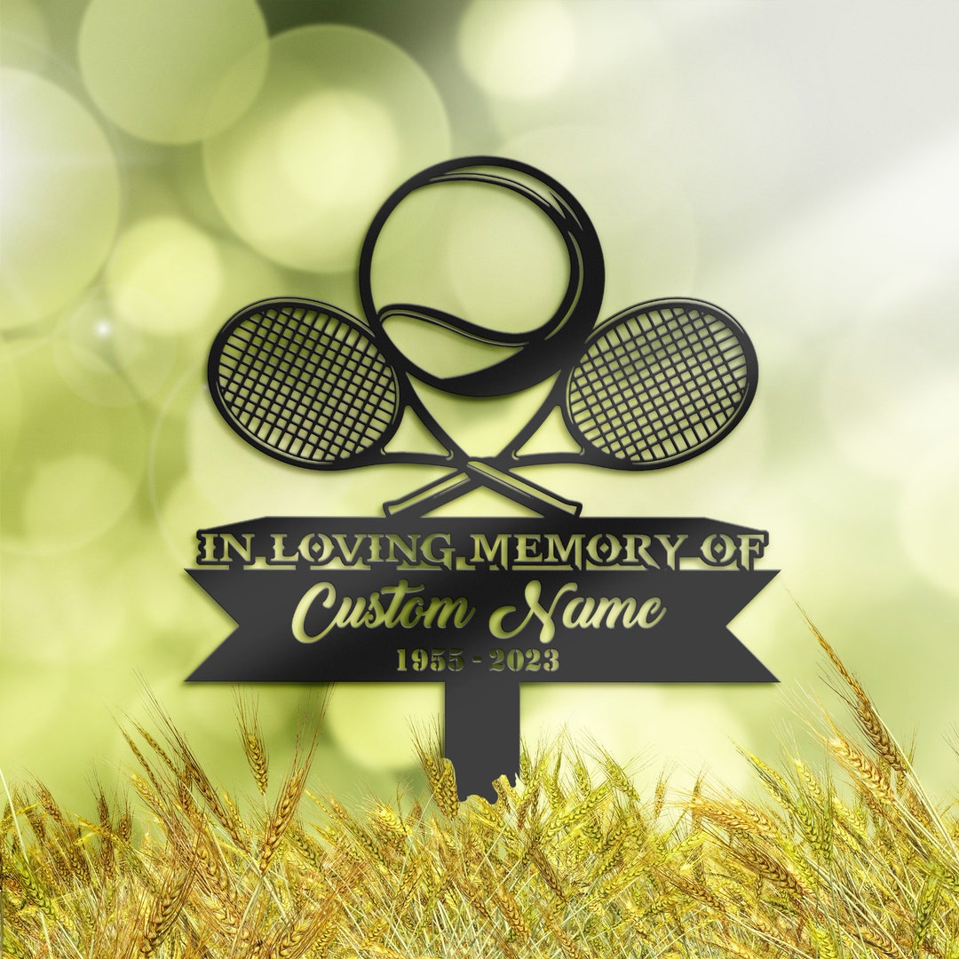 Personalized Tennis Racket and Ball Tennis Player Memorial Stake, Metal ...