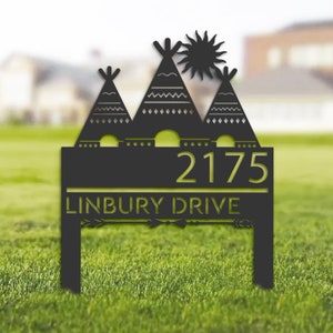 Personalized Native American Teepee Metal Address Sign House Number ...