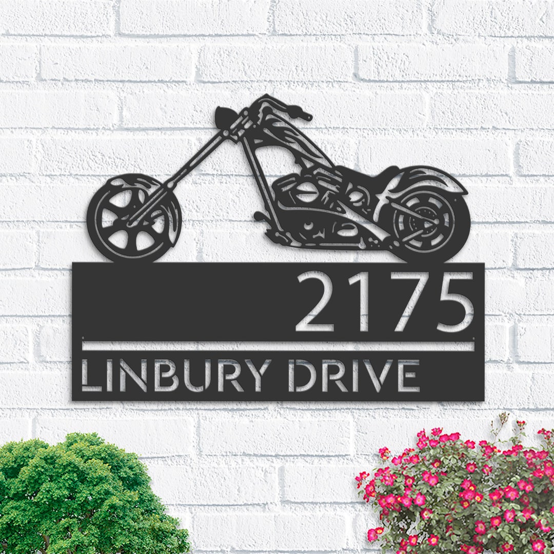 Personalized Motobike Motocycle Biker Metal Address Sign House Number ...