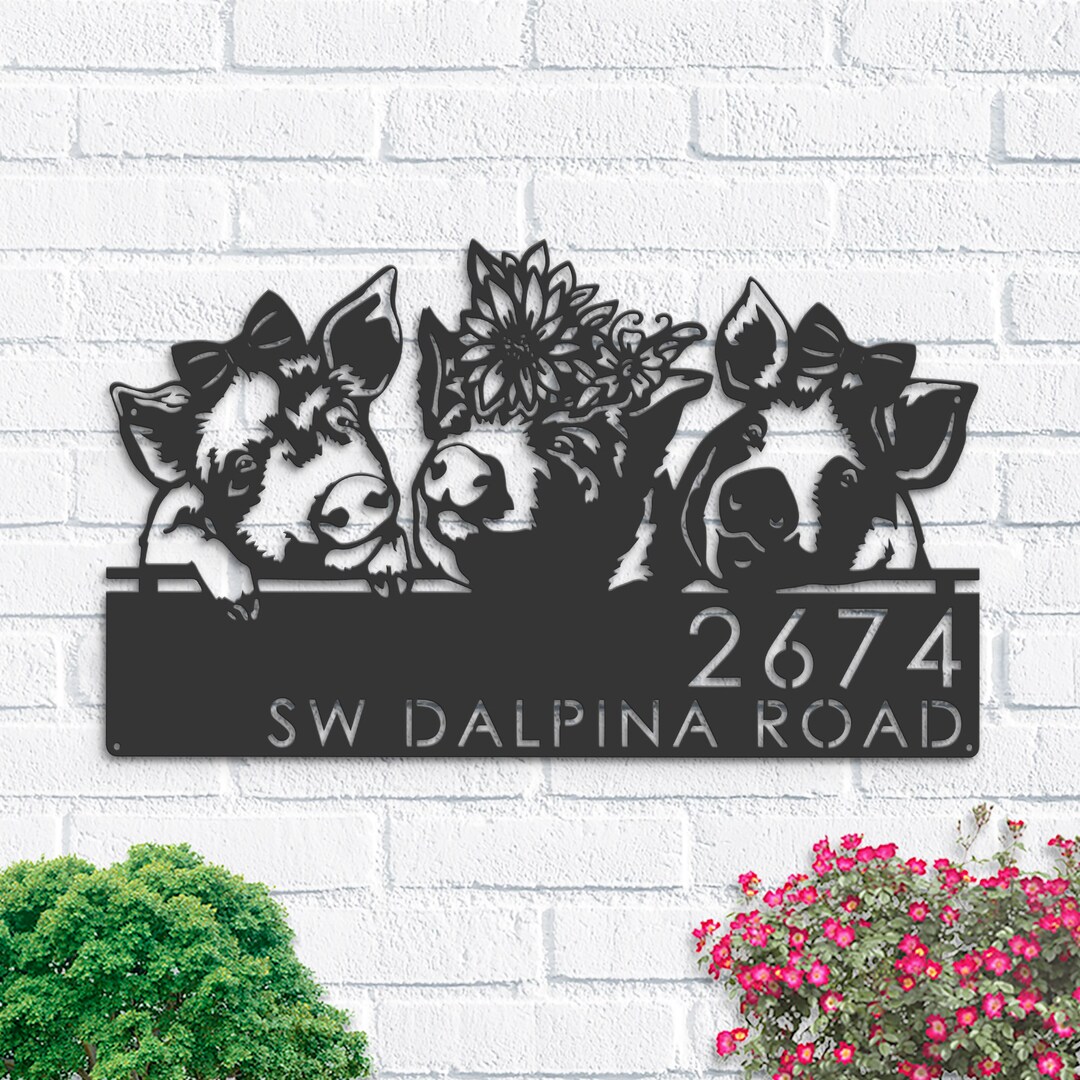 Personalized Pigs Farmhouse Farm Animal Ranch Metal Address Sign ...